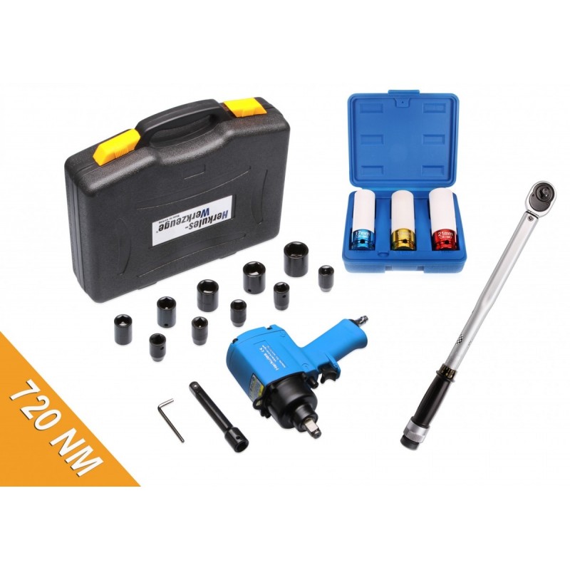 Impact wrench kit + torque wrench + special aluminum rim socket