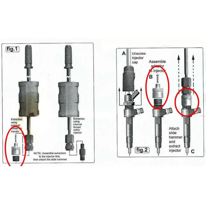 socket M27 x 1.00 inertia hammer extractor injector